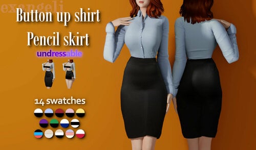 Button-up Shirt Pencil Skirt - Clothing - LoversLab