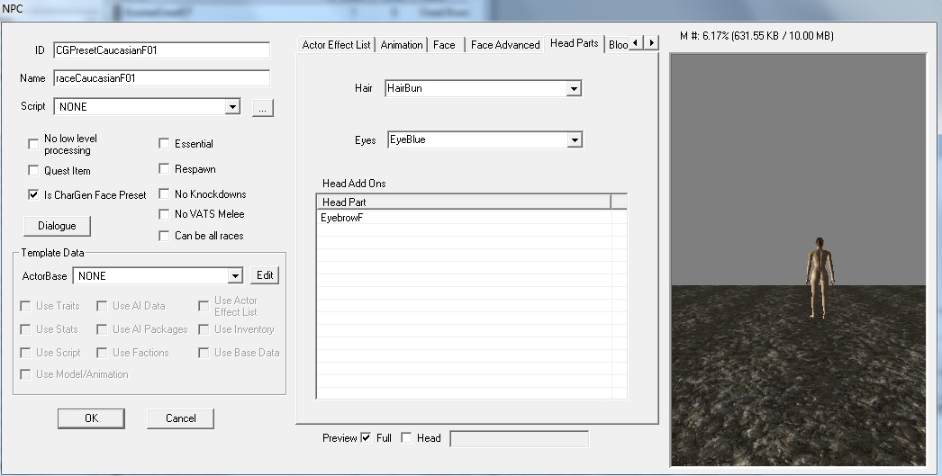 Geck Npc Headparts Preview Camera Controls Fallout Technical Support Loverslab 
