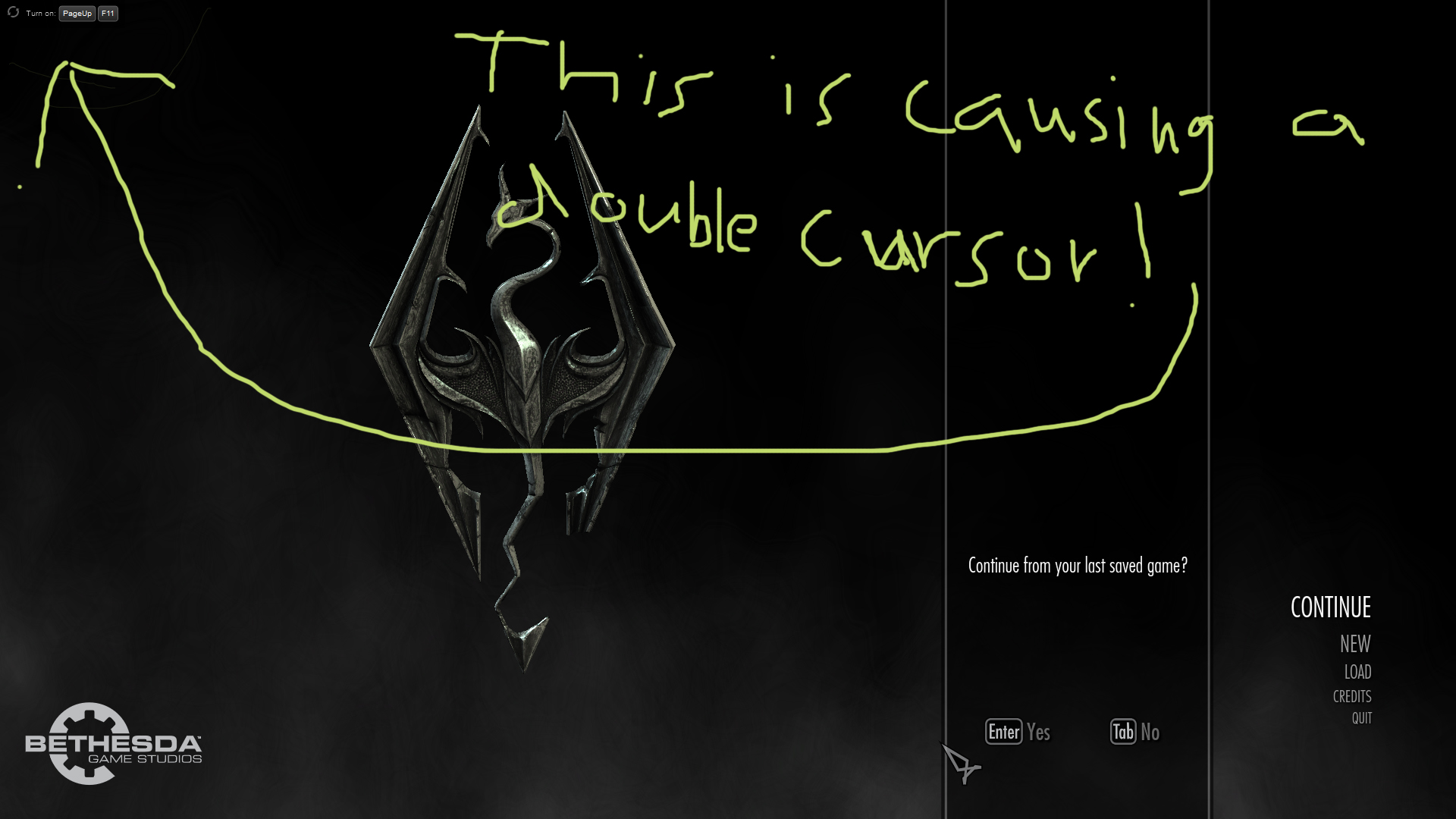 This Is Causing A Double Cursor How Do I Get Rid Of It Skyrim