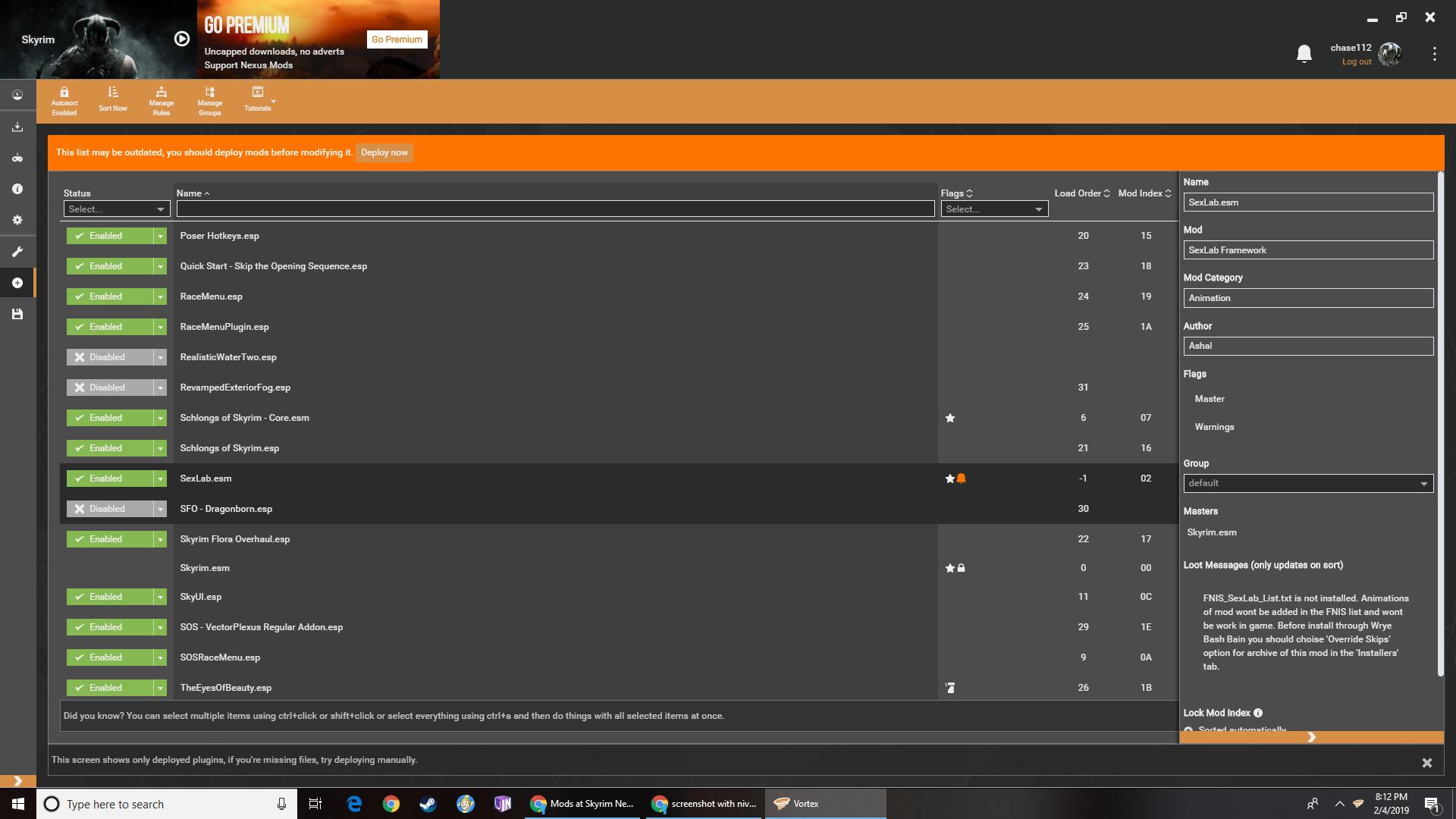 Sexlab Not Working Please Help Me Shows Loot Message Error Technical Support Sexlab