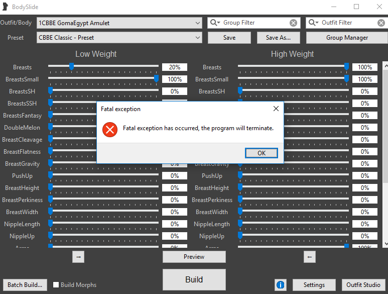 Bodyslide Error - Skyrim Technical Support - LoversLab