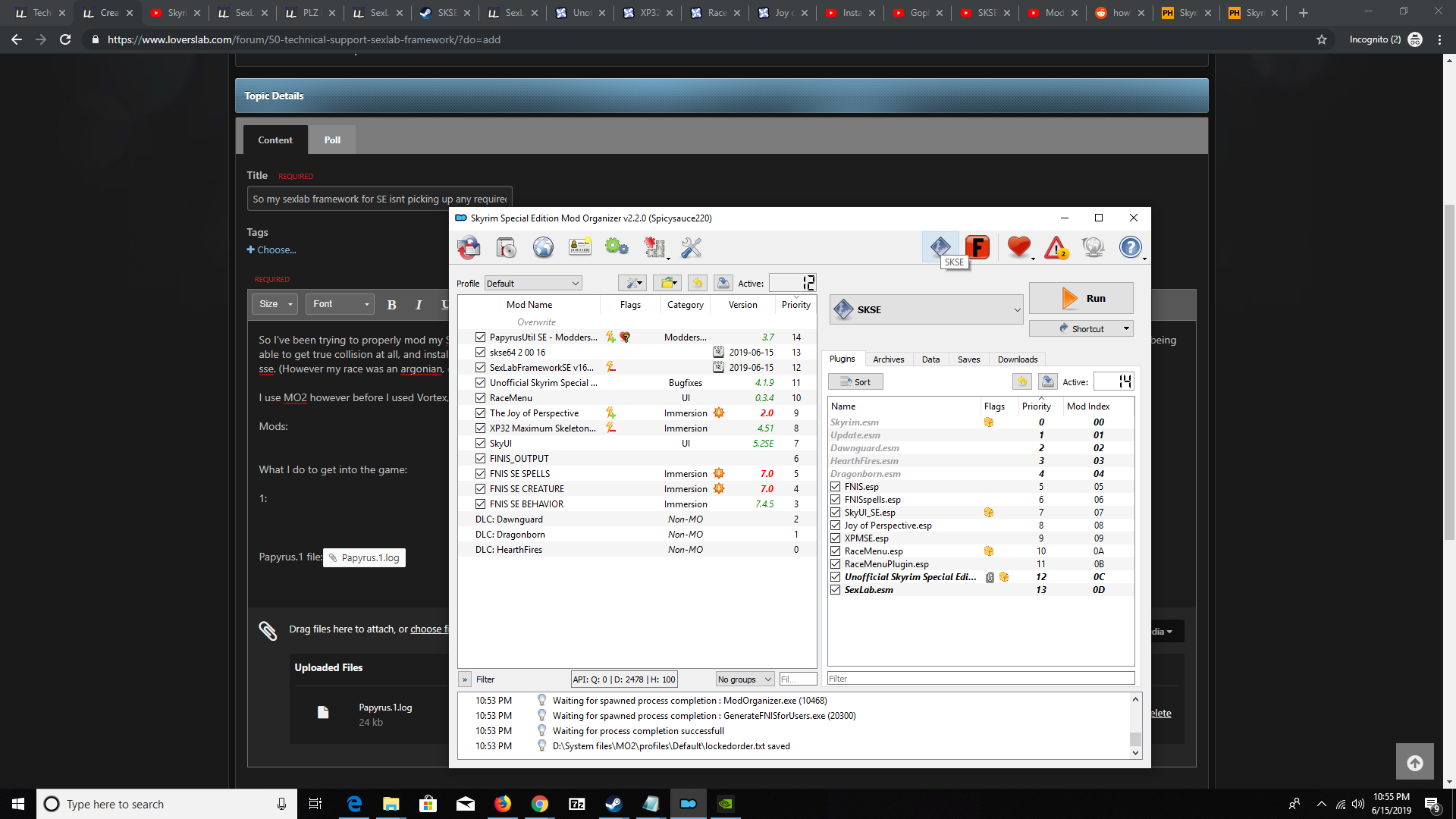 So My Sexlab Framework For Se Isnt Picking Up Any Required Mods For It Technical Support