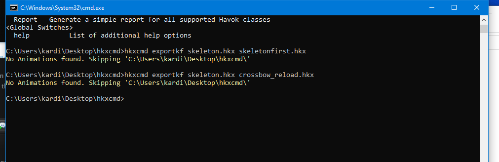 I try to do animation moding but, Hkxcmd not working: turn hkx file ...