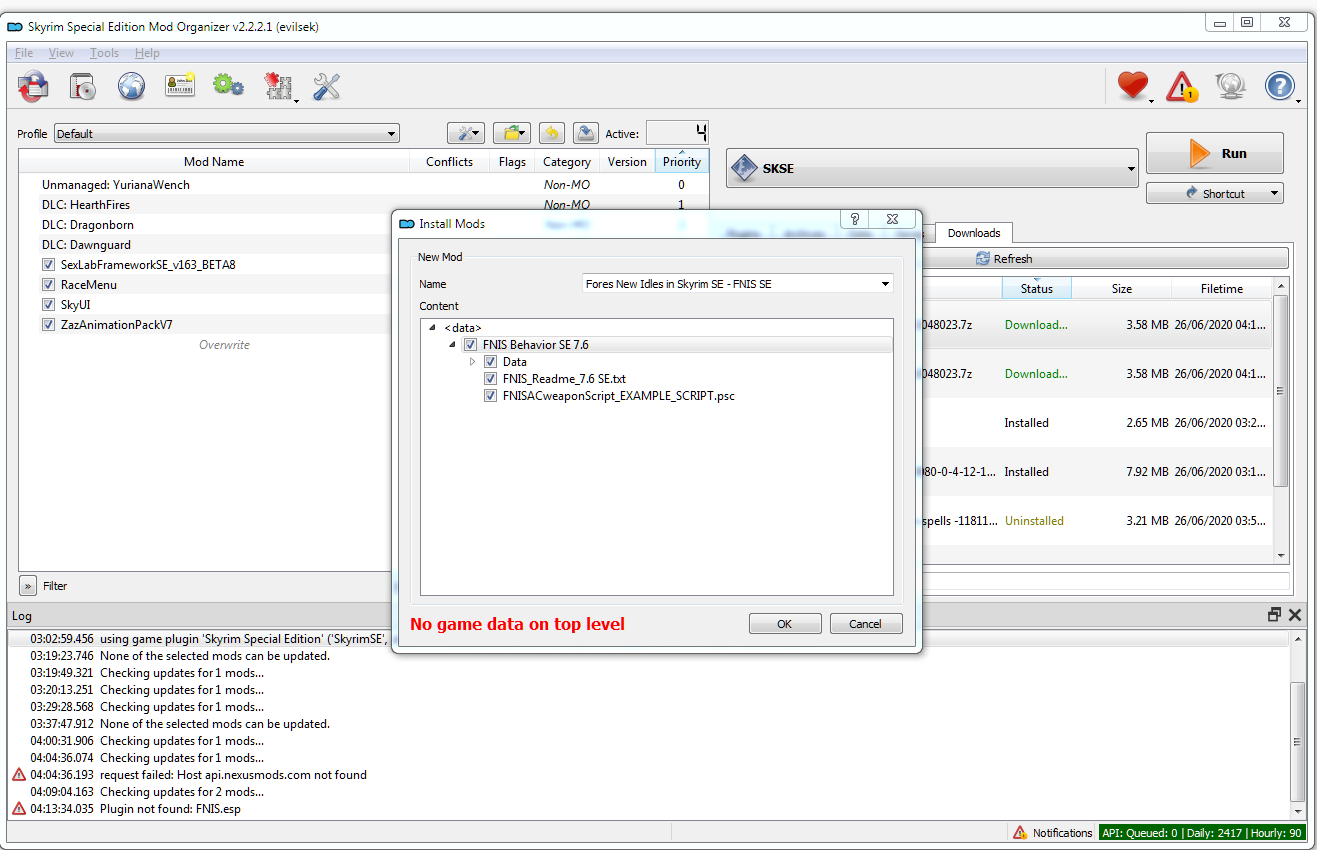 Help! finis don't read sexlab or any other mod - Technical Support ...