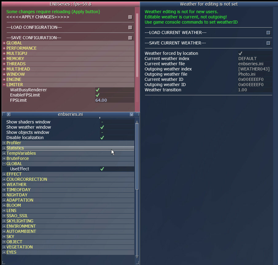 Need Help How To Set Weather By Location Enb Skyrim Technical Support Loverslab