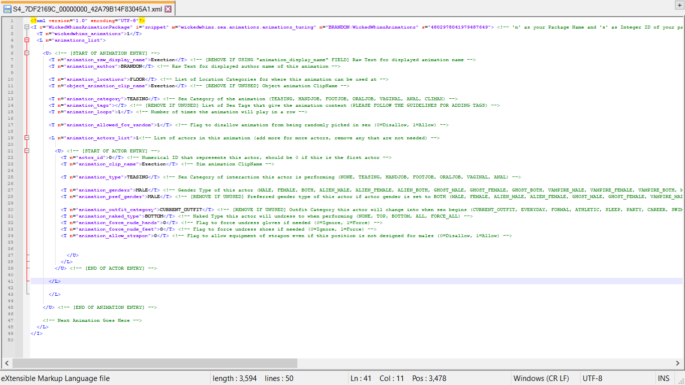Help with WW Tuning XM File - Technical Support - WickedWhims - LoversLab