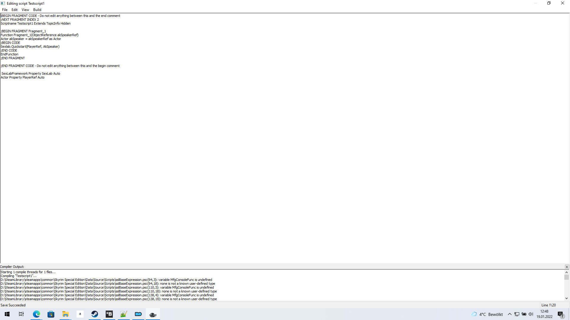 Creation Kit Se Compile Errors With Sexlabframework Property Sexlab