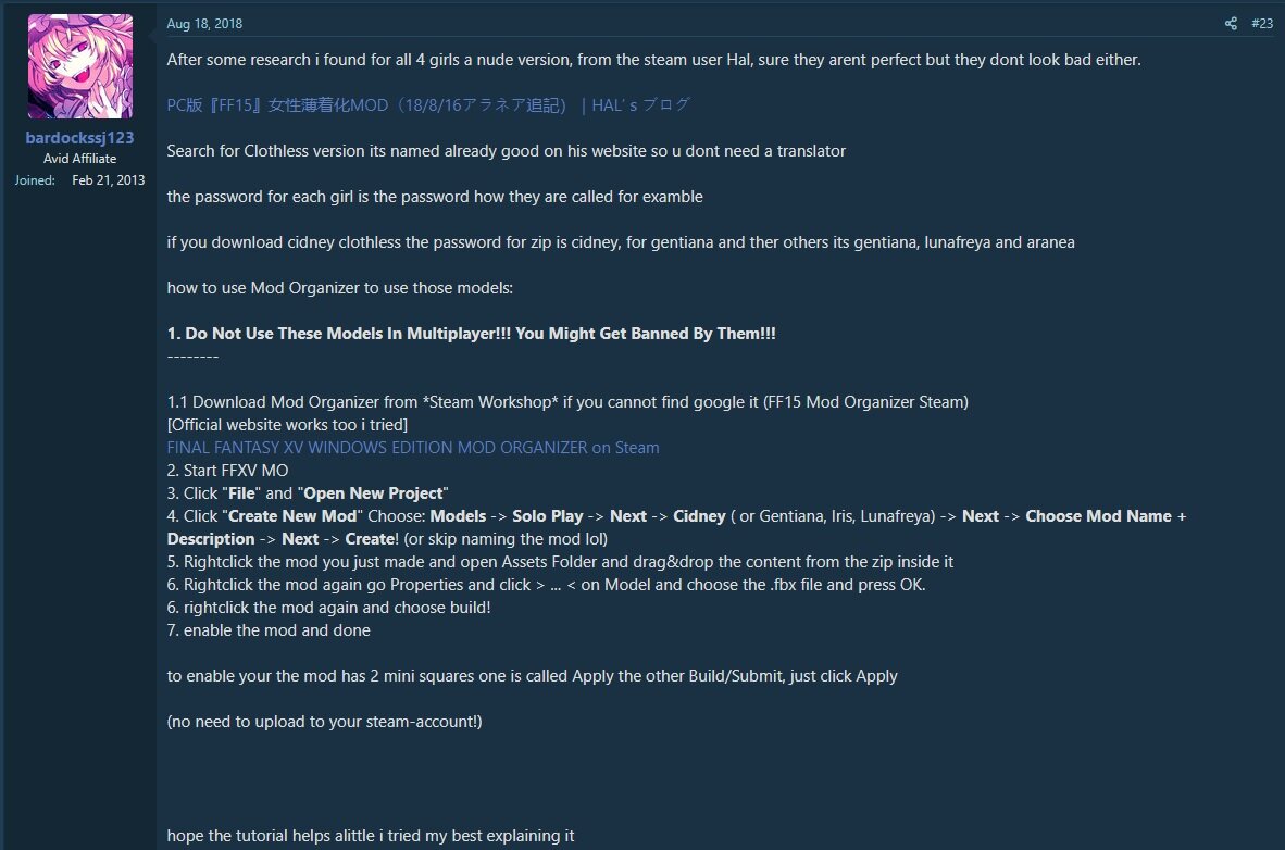 Mods Final Fantasy Xv Adult Gaming Loverslab