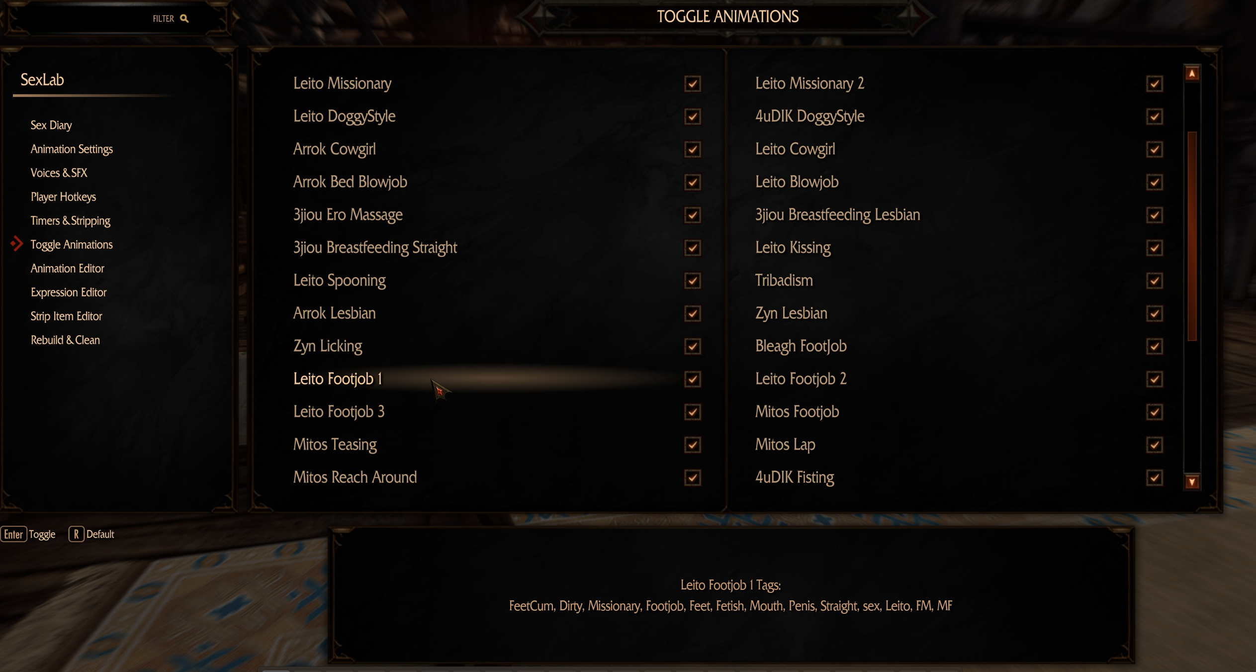 Sexlab Not Playing All Enabled Animations In A Scene Technical Support Skyrim Special 