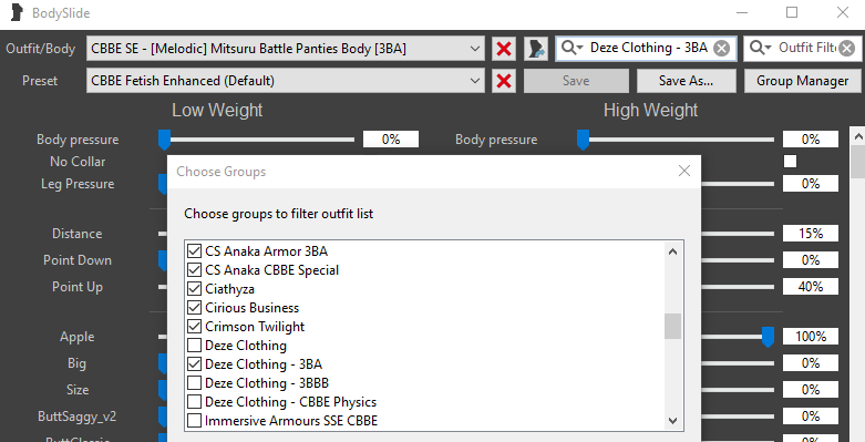 Help With Bodyslide Outfit Building Technical Support Skyrim