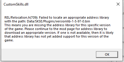 Address Library error? - Technical Support - Skyrim: Special Edition ...