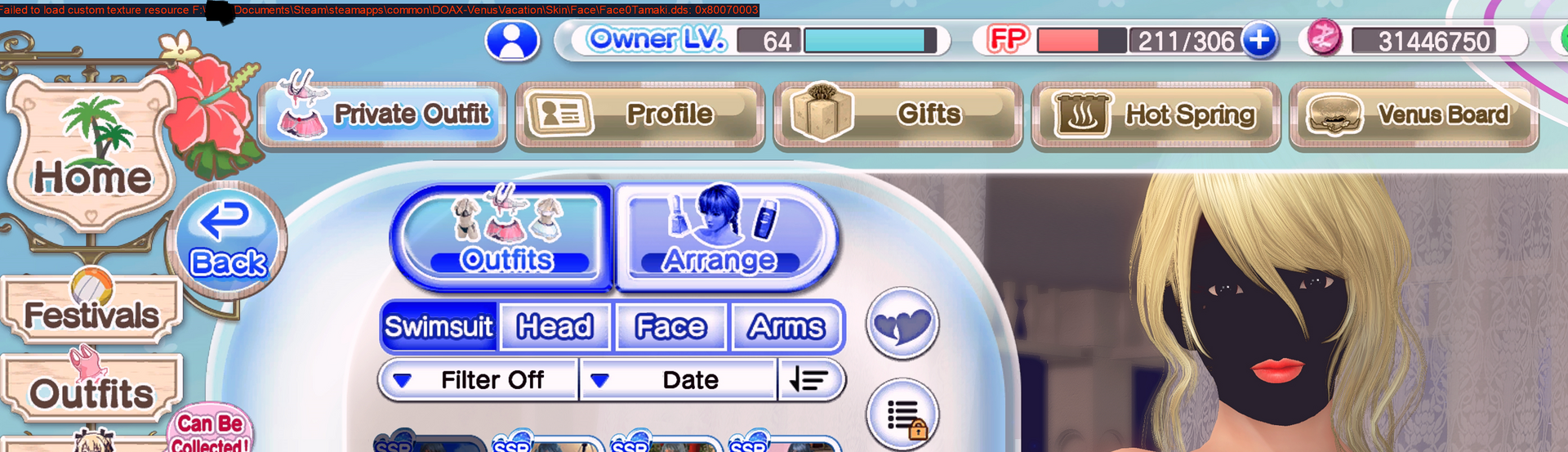 Face Texture Not Loading For Some Characters Dead Or Alive Xtreme Venus Vacation Loverslab