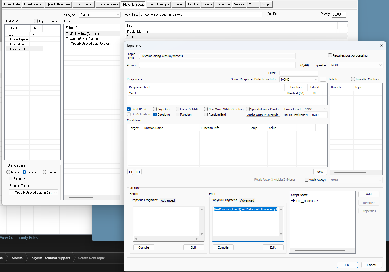(GetOwningQuest() as DialogueFollowerScript).SetAnimal(akspeaker ...