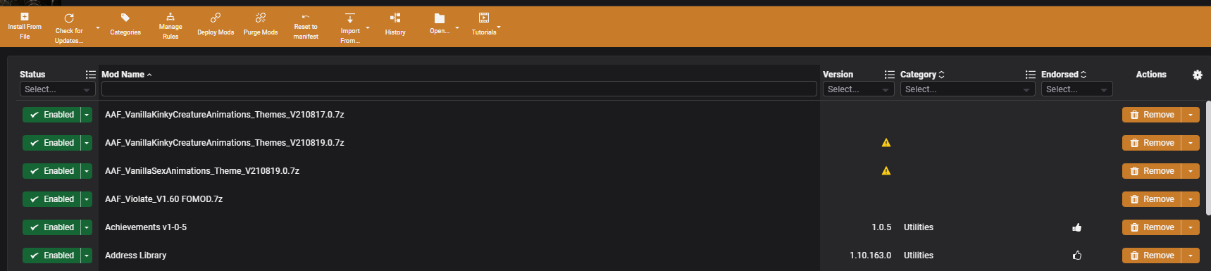 Help getting AAF - Violate to work - Technical Support - Advanced Animation Framework - LoversLab