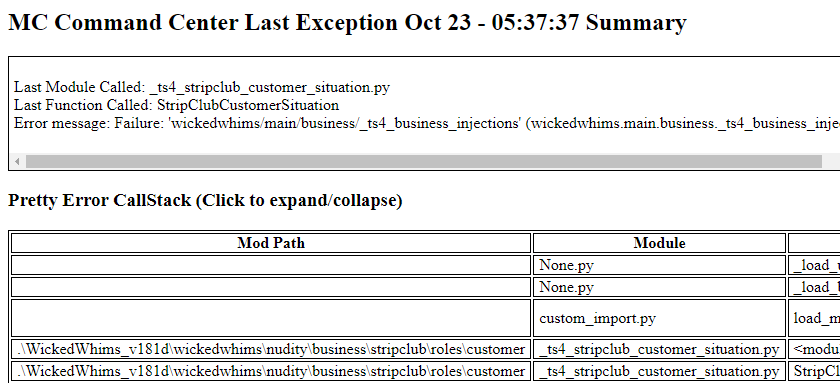last exception caught by mccc - The Sims 4 Technical Support - LoversLab