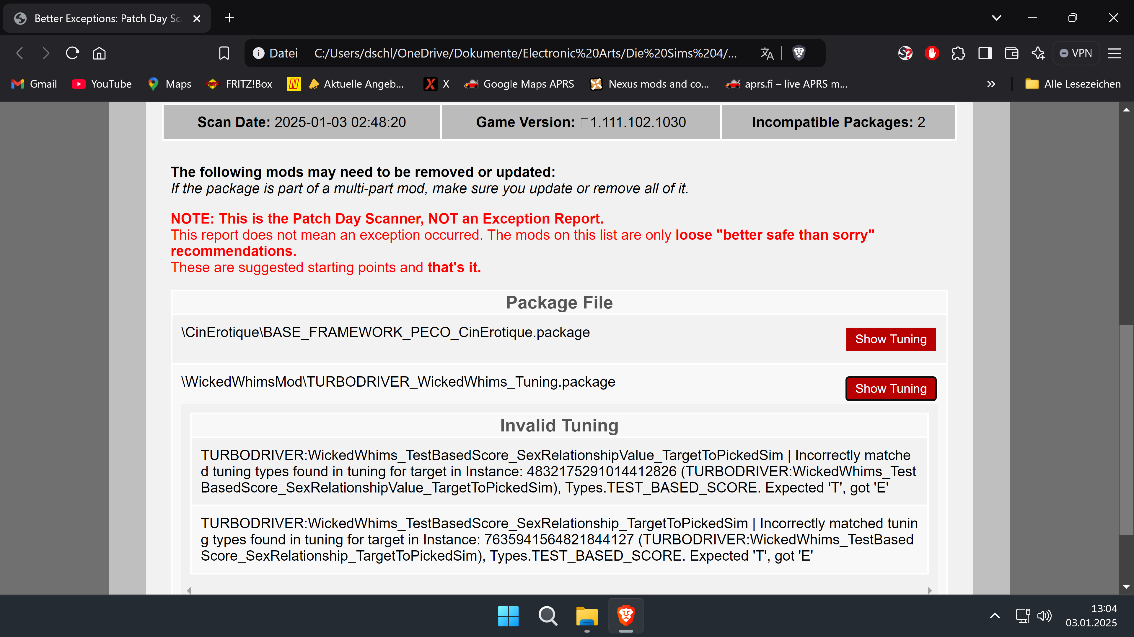 WW 183a Tuningpage Bad Tuning - Technical Support - WickedWhims - LoversLab