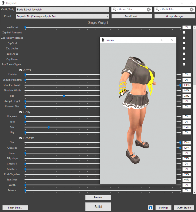 Blade And Soul Schoolgirl Outfit Cbbe Body For Fallout 4 Downloads 